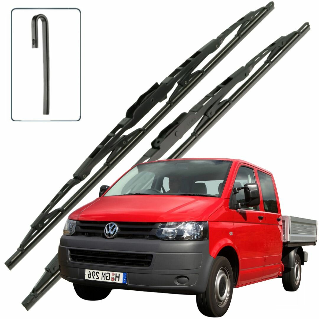 Дворники VW Volkswagen Transporter (5) T5 Фольксваген Транспортер Т5 бортовой рест. 2009 2010 2011 2012 2013 2014 2015 Щетки стеклоочистителя каркасные для автомобиля 600мм-600мм к-т 2шт.