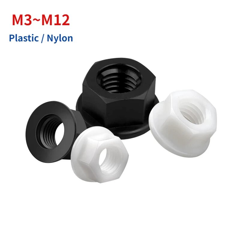 Нейлоновые гайки M3 M4 M5 M6 M8 M10 M12 белые/черные M5 Black, 5Pcs
