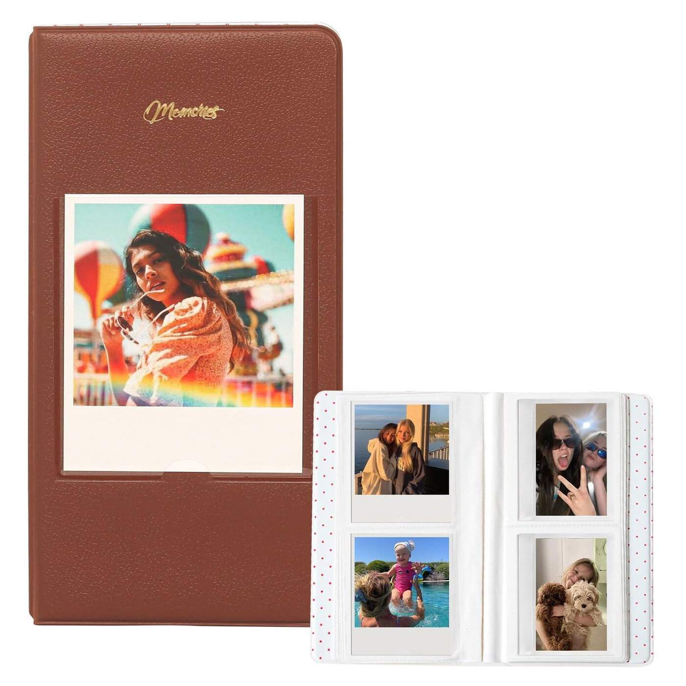 Фотоальбом Instax Wide / Polaroid, 65 фото, PVC, с кармашками, коричневый