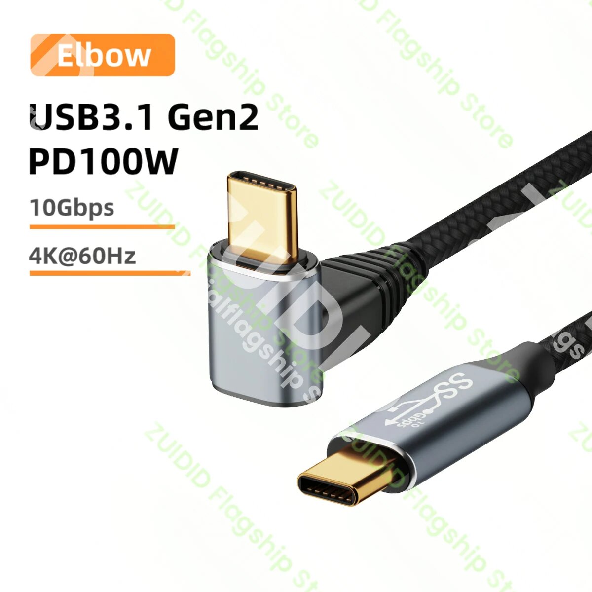 USB C — USB Type C 3.1 Gen2 10 Гбит/с Thunderbolt 3 4K при 60 Гц Кабель PD100W 5A 2M, Male to Male
