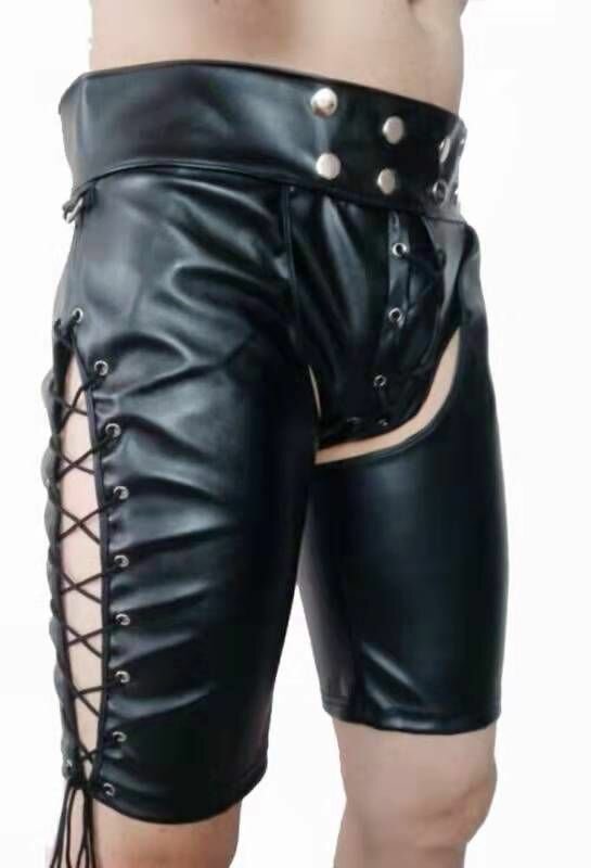 Фетиш-шорты из искусственной кожи, мужские эротические сексуальные брюки без задницы