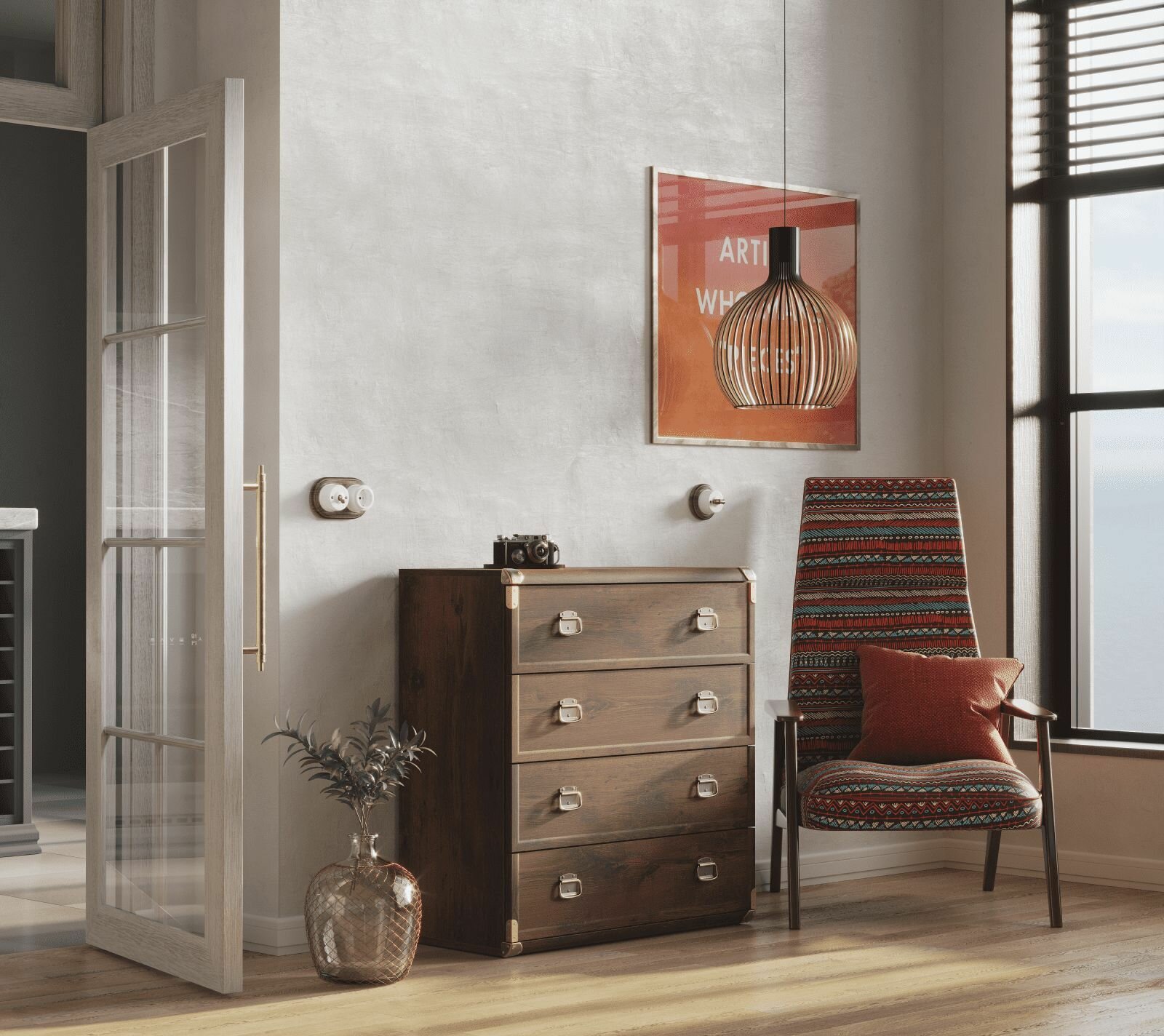 Тумба-комод Indiana JKOM4S/80, дуб саттер, для одежды и вещей, с ящиками 4 шт.