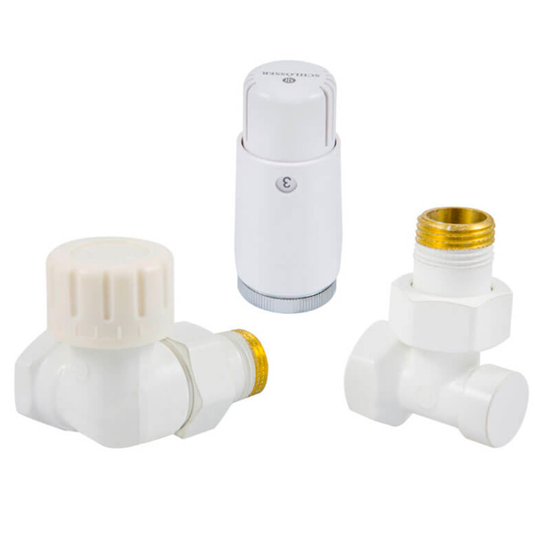 Комплект Schlosser DN15 GZ1/2 x GW1/2 осевой правый с головкой Мини M30x1,5, Белый