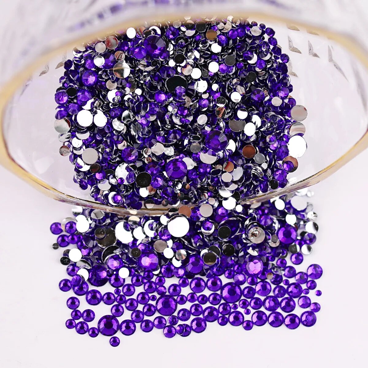 Круглые стразы SNCRYSTAL 2000 шт, 2-6 мм, смешанные размеры, серебристые Фиолетовый, A22 Tanzanite