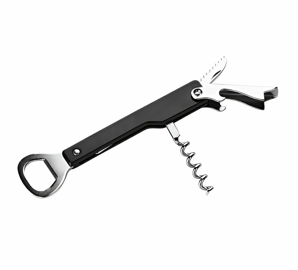 Штопор Ghidini, нарзанник сомелье, металл, пластик, черный, 145мм