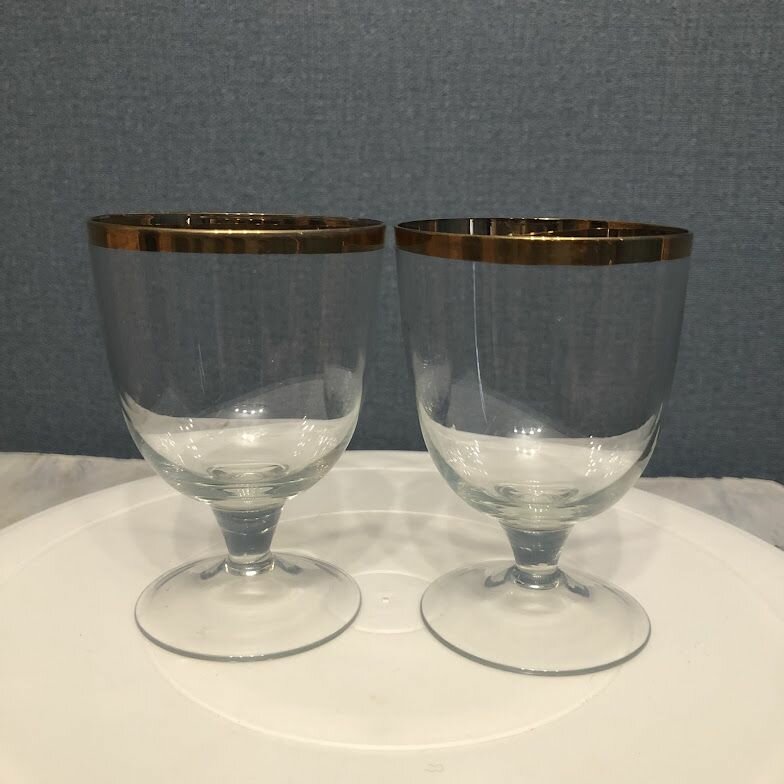 Набор бокалов из 2 шт, Дятьковский з-д, СССР, "грация классики", 10.5см, стекло, позолота