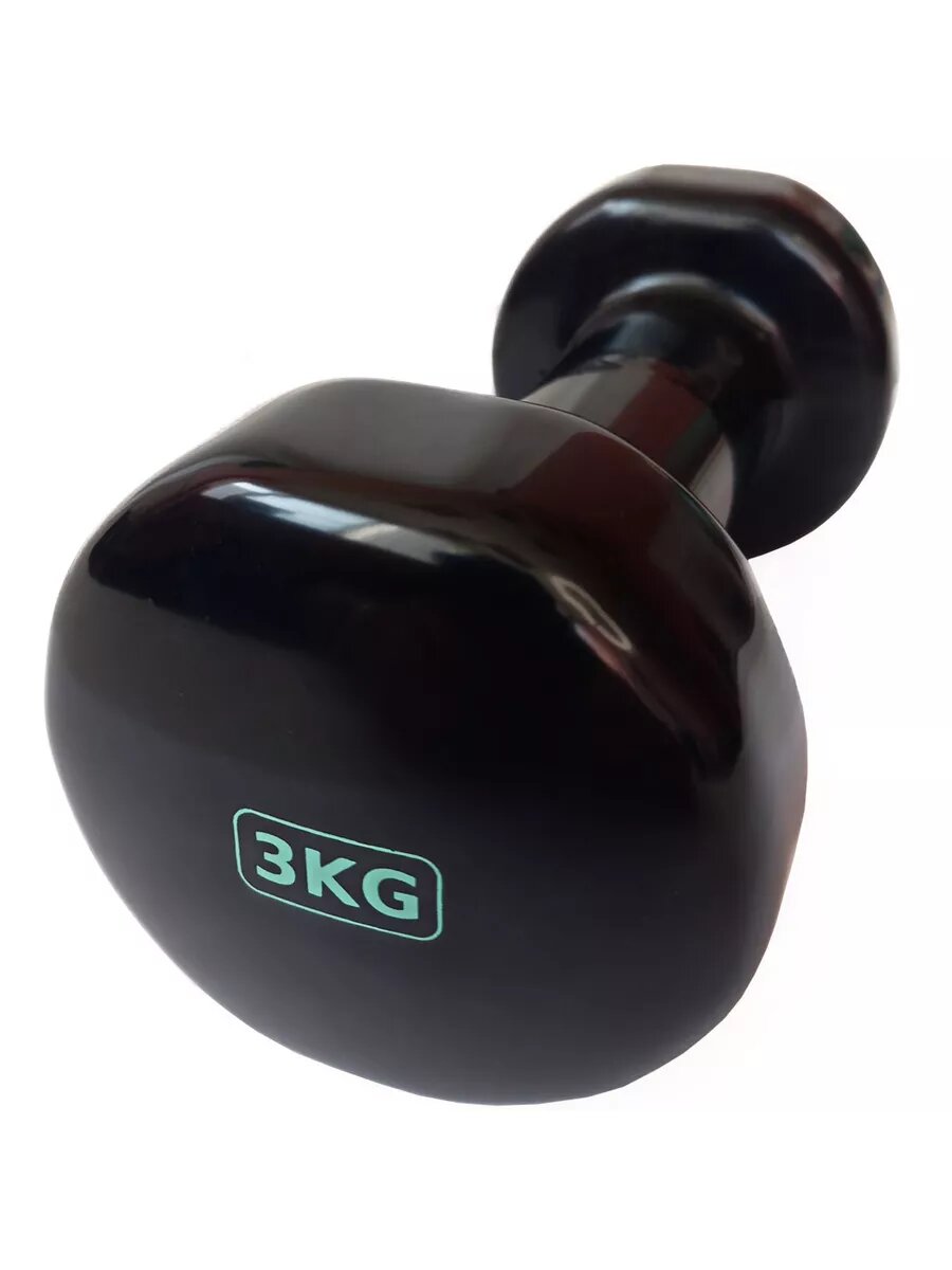 Гантель виниловая литая Hawk HKDB115, черная, вес 3 кг, 1 штука