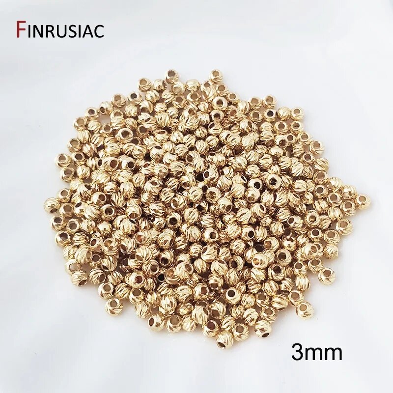 Золотые латунные бусины FINRUSIAC, цветочные, 2.5/3/4 мм, 100 шт 50 Pcs, 18k gold plated-3mm
