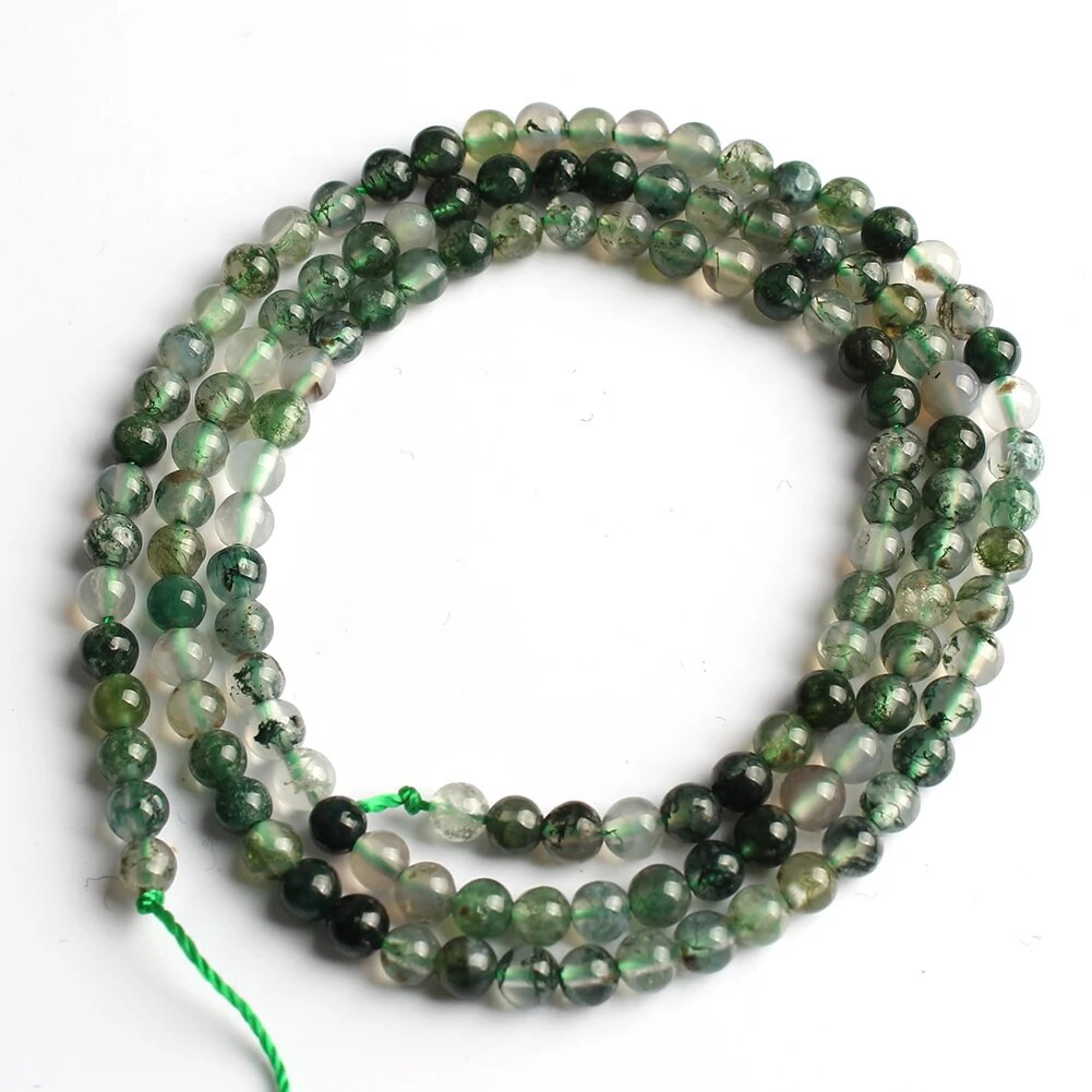 Бусины из натурального камня AOHAYOOMQ 2/3/4 мм Изумрудный, 3mm about 110pcs, Moss Agate