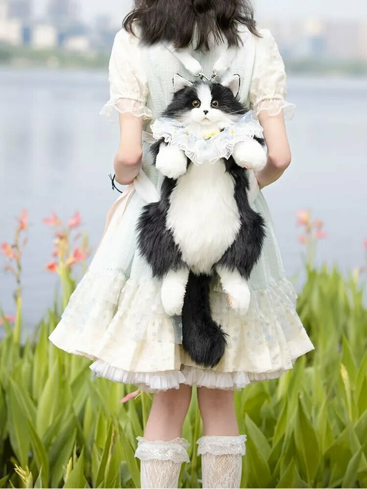 Игрушка-рюкзак в виде кота, мягкая плюшевая, реалистичный дизайн, для детей и взрослых, стильный аксессуар