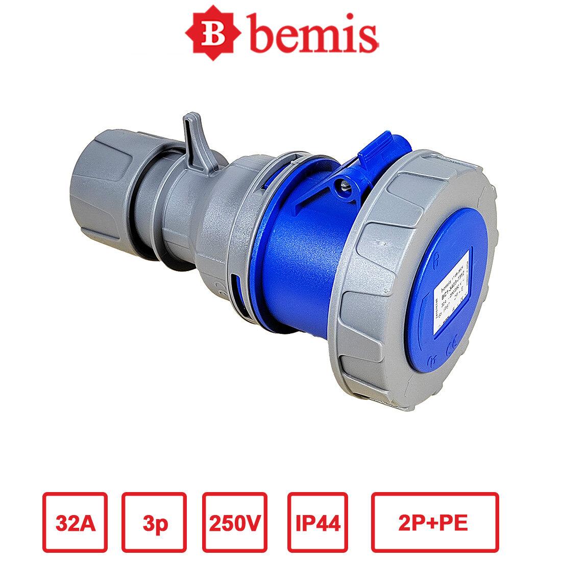 Розетка кабельная 32A, 3P, IP67, 6h, Bemis, BC1-3403-7312