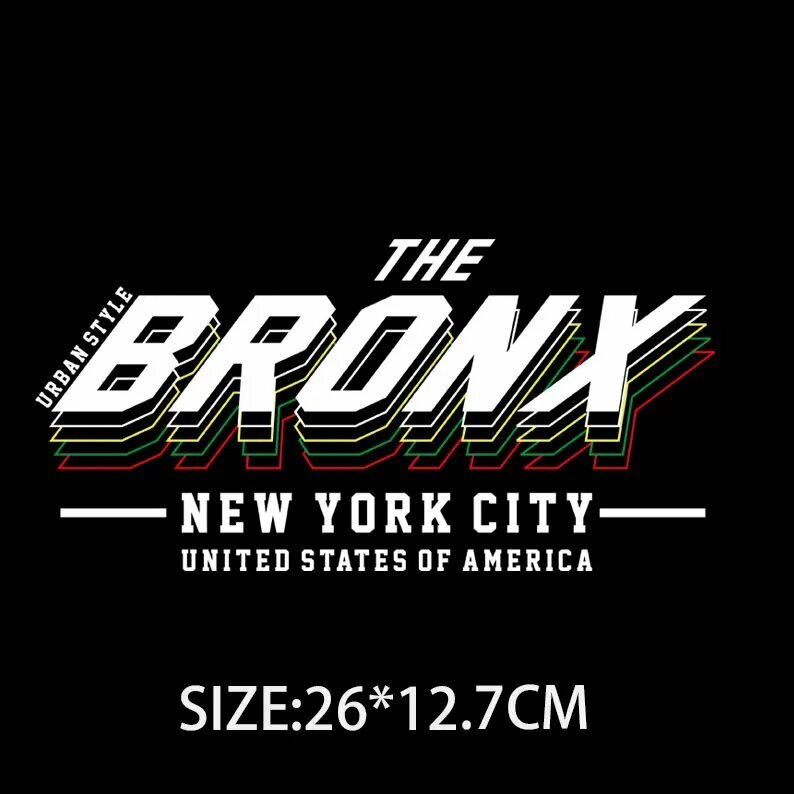 Наклейка на одежду "The Bronx, New York" черная, FA82-8