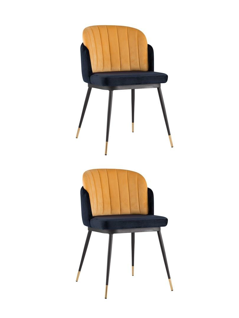Stool Group Комплект из двух стульев Пенелопа велюр синий желтый ножки металл 2 шт, 80*53*61 см, арт. УТ000037528