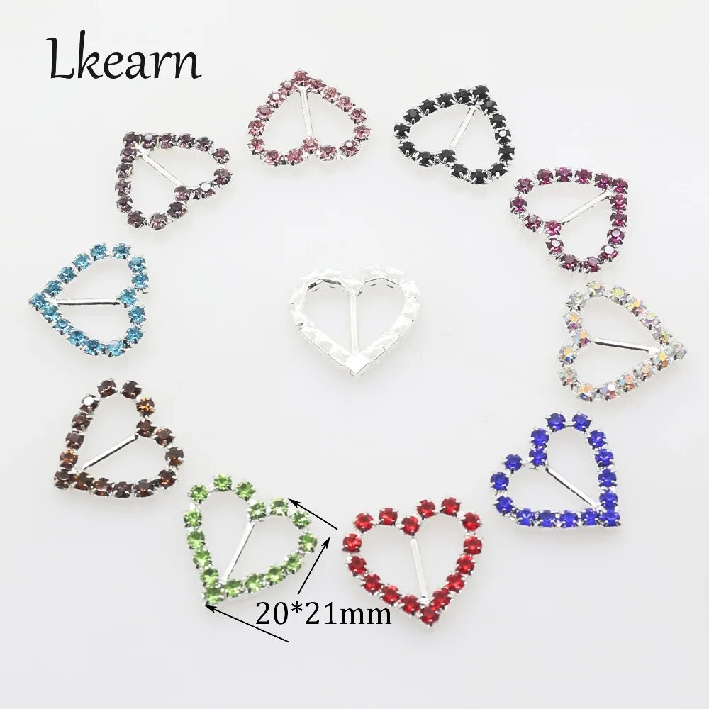 Пряжки для одежды Lkeran серебряные металлические с кристаллами 100 шт mix color