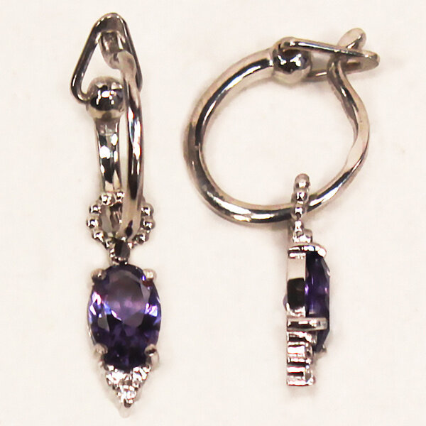 Серьги, серебро, 925 проба, родирование, фианит, кристалл