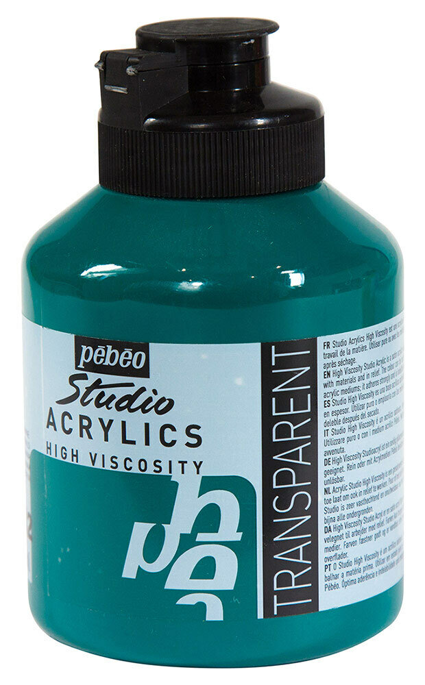 Краска акриловая Pebeo Studio Acrylics, 500 мл, изумрудный фталоцианин