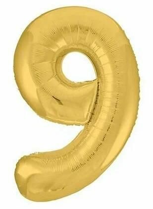 Воздушный шар Веселая затея "Цифра 9", Металлик, Gold, 40 дюймов