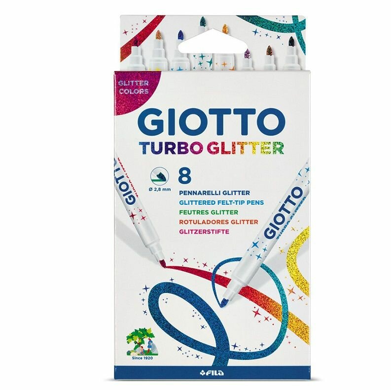 Фломастеры Giotto Turbo Glitter, 8 цветов, пастель (4263001X)