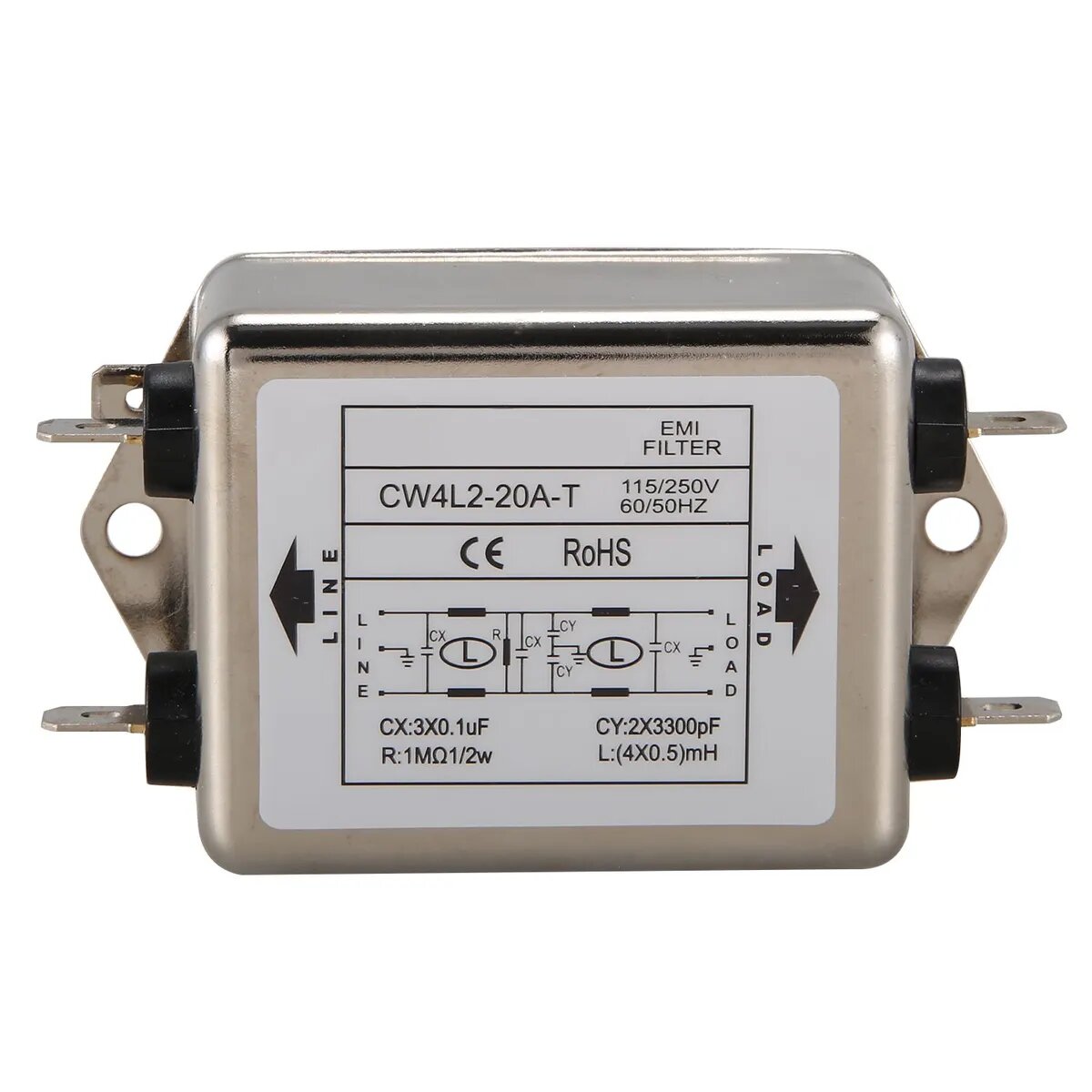 Фильтр питания CW4L2-20A-T однофазный переменный ток 115 В / 250 В 20 А 50/60 Гц