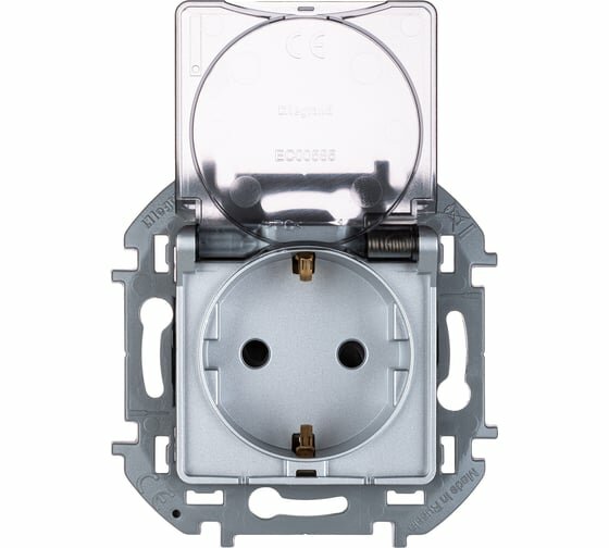 6 шт. Legrand INSPIRIA Алюминий Розетка 2К+З IP 44 с откидной крышкой и шторками - немецкий стандарт - 16 А - 250 В, 673742