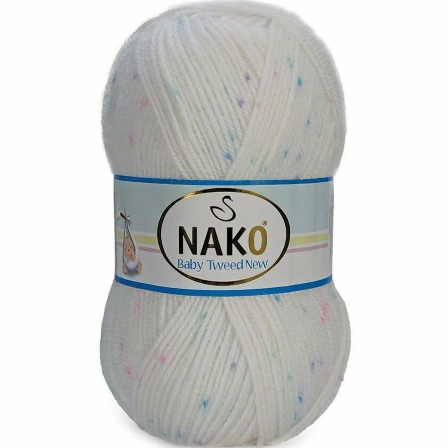 Пряжа Nako BABY TWEED 32835 бел/мята/бир (5 мотков)
