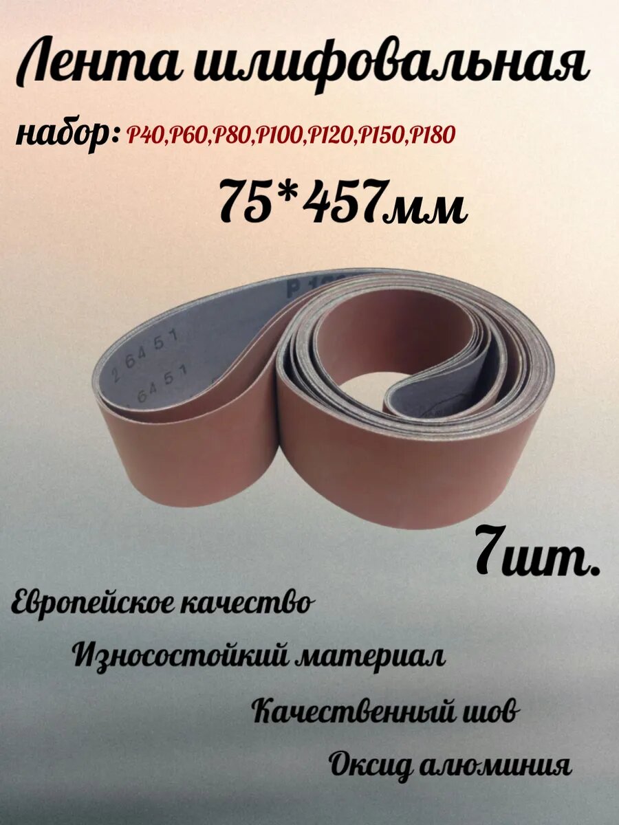 Лента шлифовальная ABRAFORM, 75х457мм, тканевая основа, зернистость 40-180