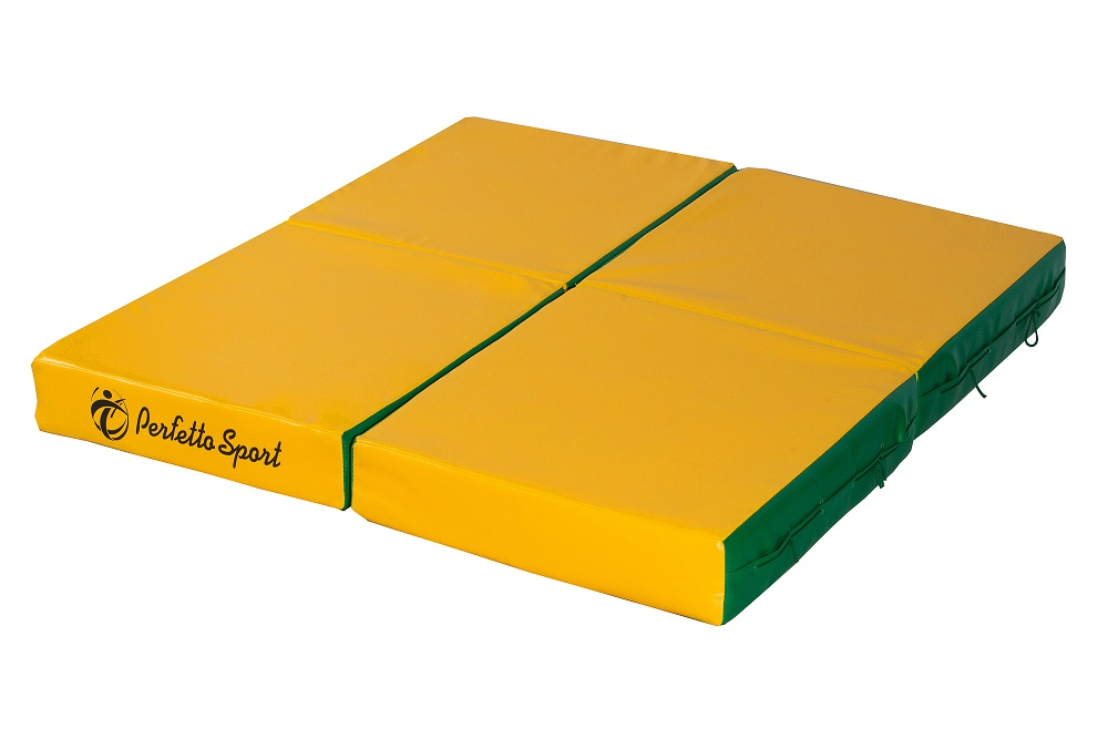 Мат гимнастический Perfetto sport Мат № 11 (100 х 100 х 10) складной 4 сложения " зелёно/жёлтый