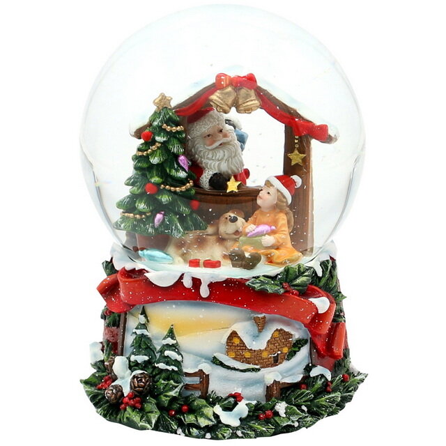 Музыкальный снежный шар Встреча с Сантой 15 см, Sigro, 50-2035