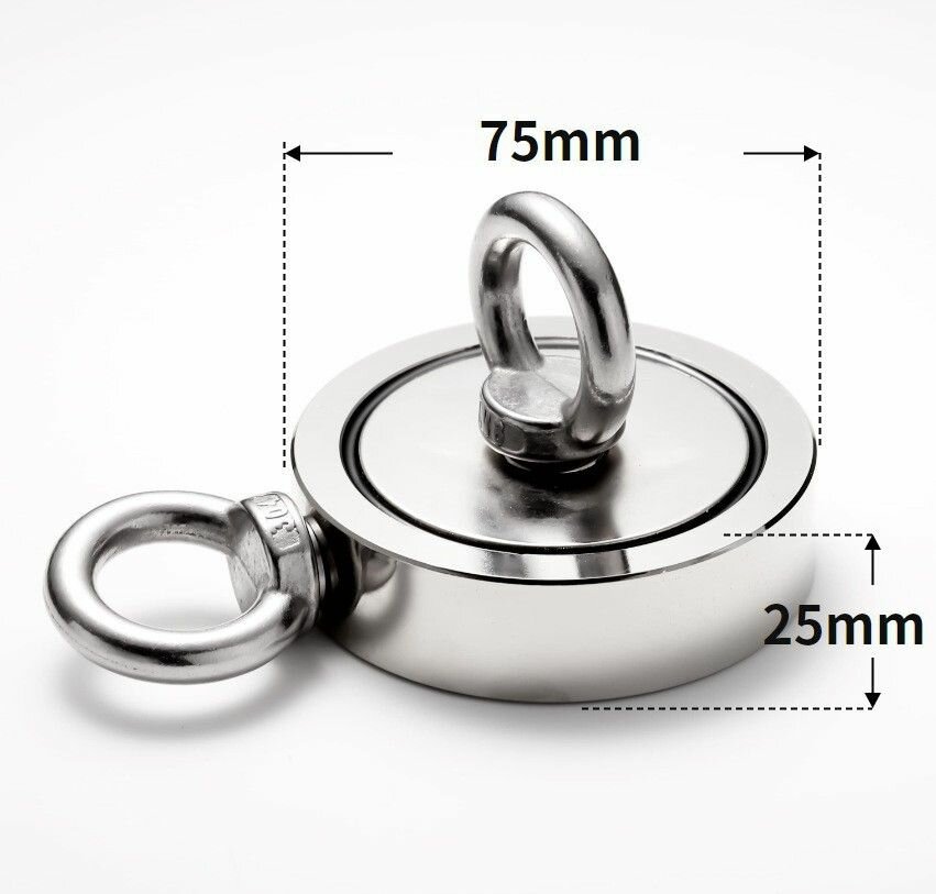 MIIDEE F240x2,480 кг Поисковый магнит Двусторонний магнит 75 * 25 мм / Бесплатный канат 20 м