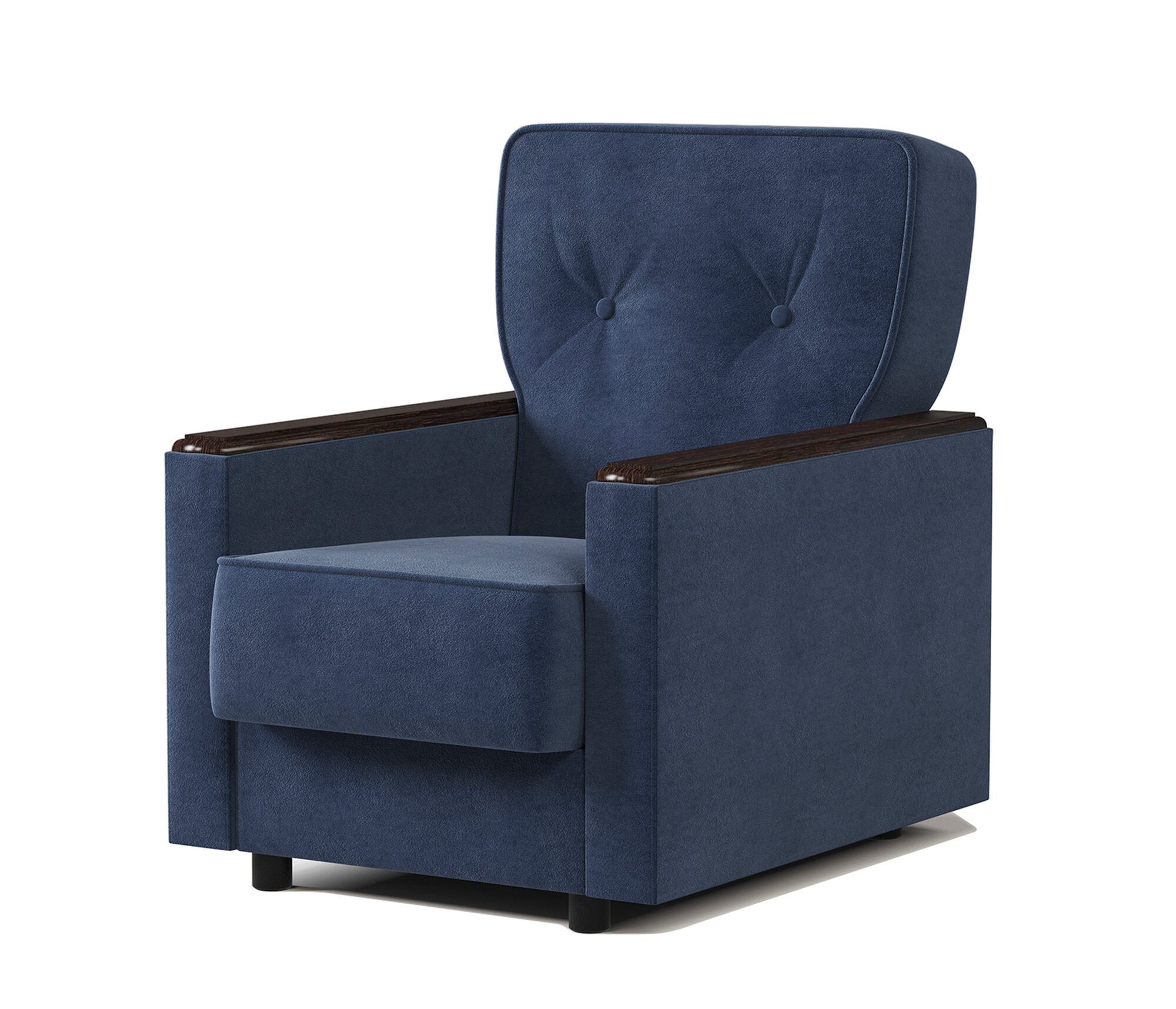 Кресло Шарм-Дизайн Классика Д, мягкое для дома и отдыха, с подлокотниками, велюр Ультра миднайт