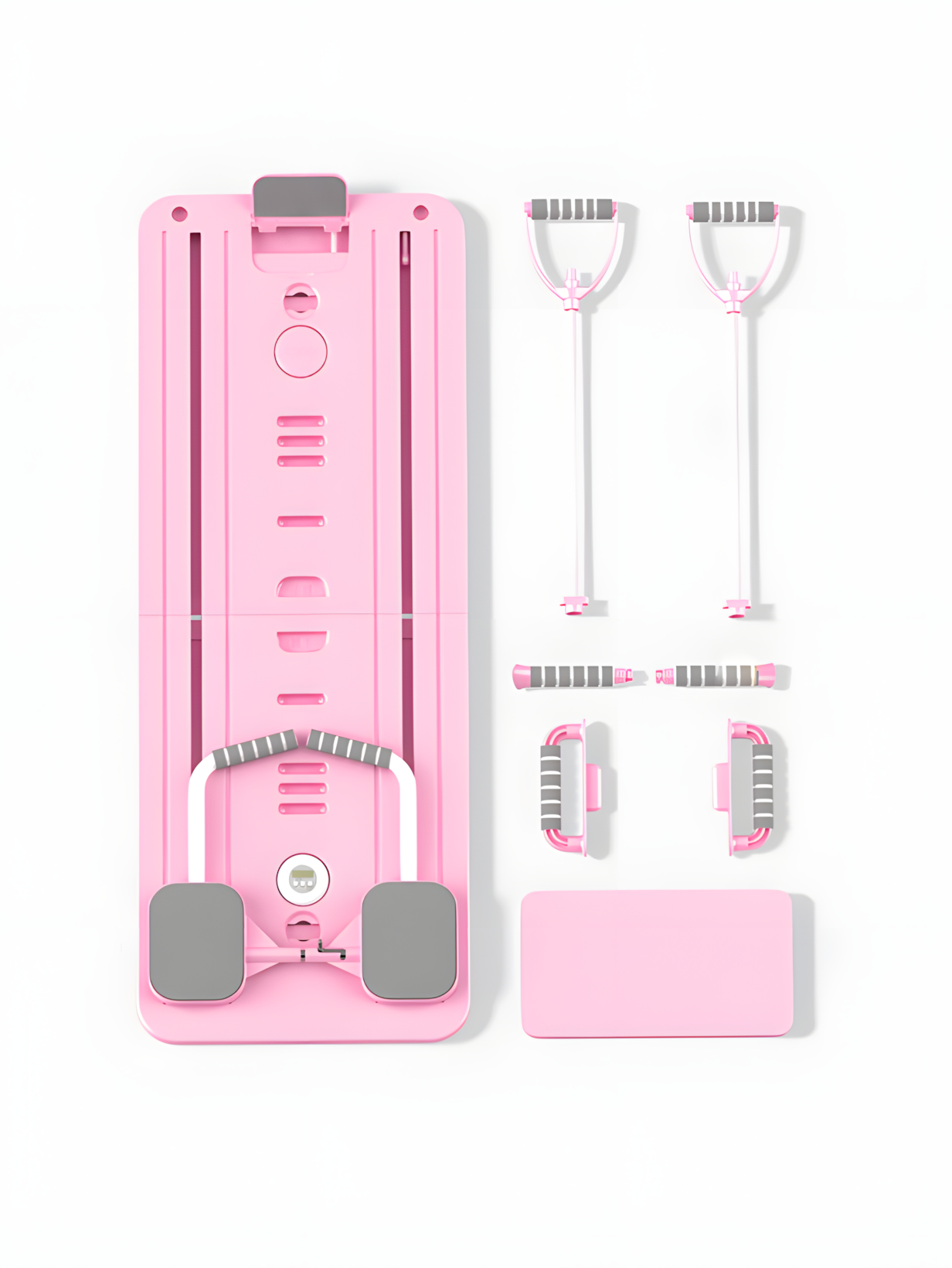Доска для пресса, многофункциональная, складная, с набором из 7 аксессуаров, розовый
