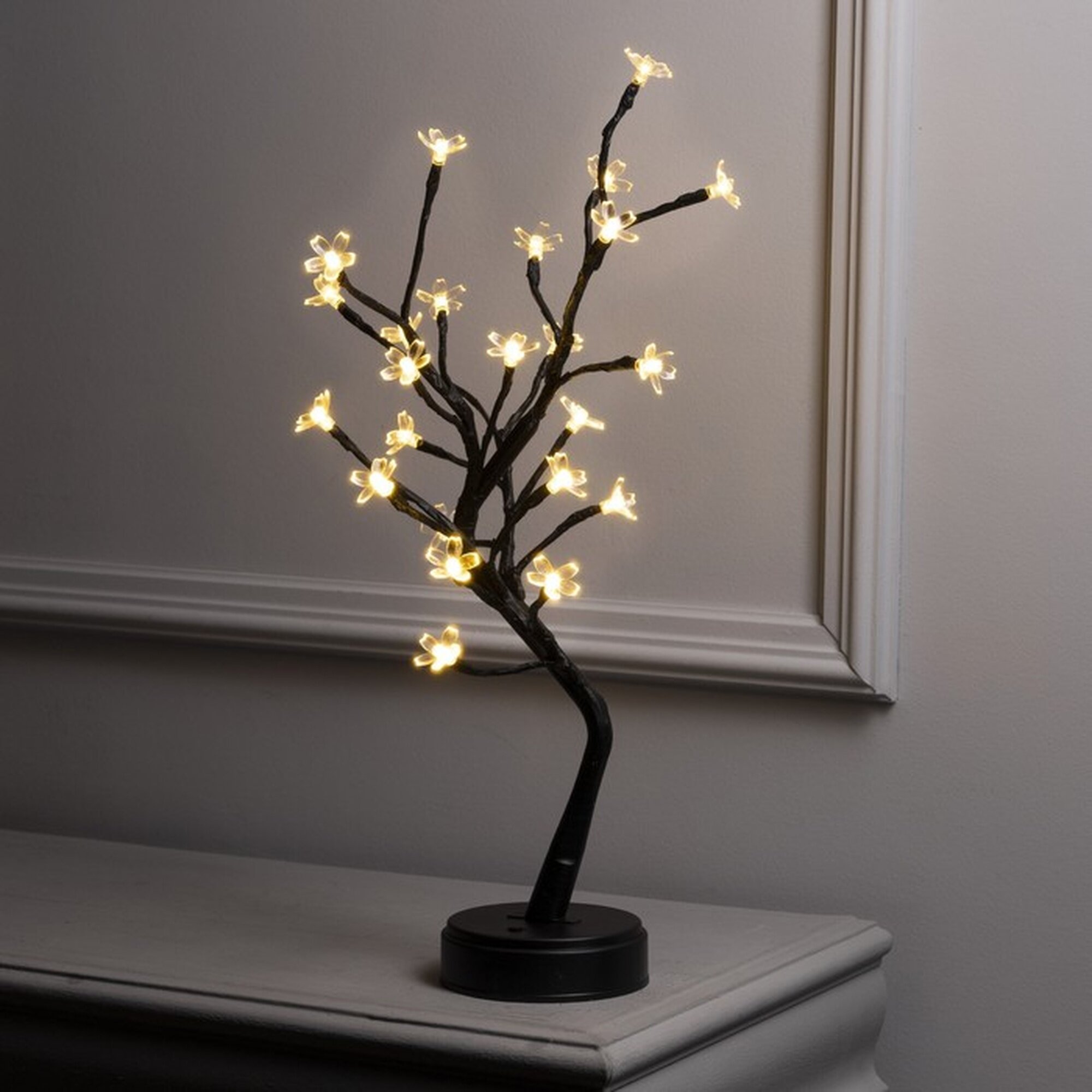 Ночник Luazon Lighting «Цветы», 24 LED, тёплый белый свет, USB/батарейки, чёрный