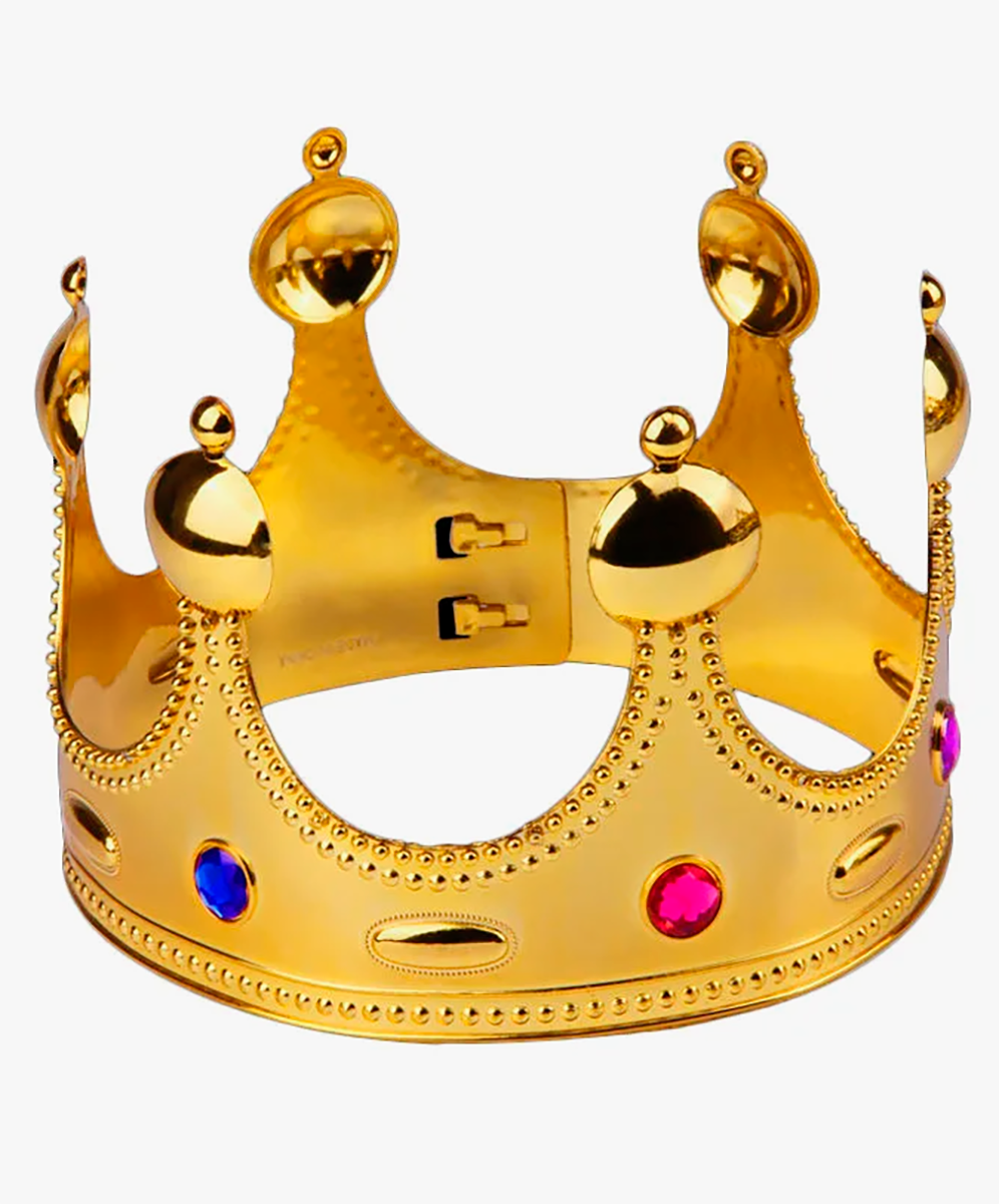 Корона пластиковая золотая с камнями, 55*11,5 см для карнавала