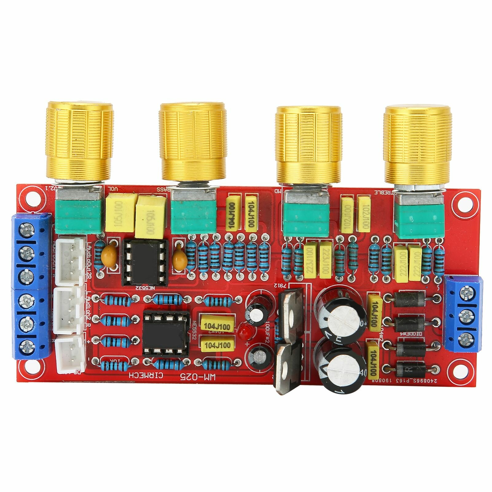 Аудио усилительный модуль NE5532, регулировка громкости и тона, 12 В, красный