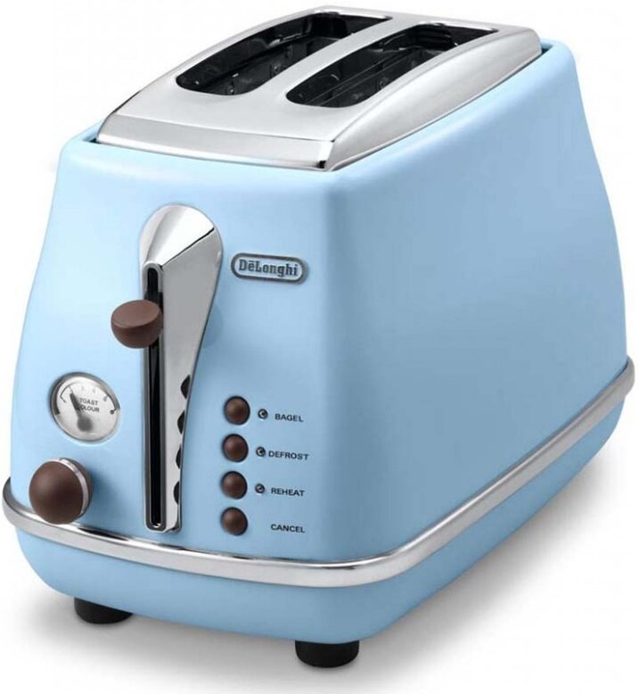 Тостер DeLonghi CTOV 2103 Icona Vintage, функция подогрева и размораживания, голубой