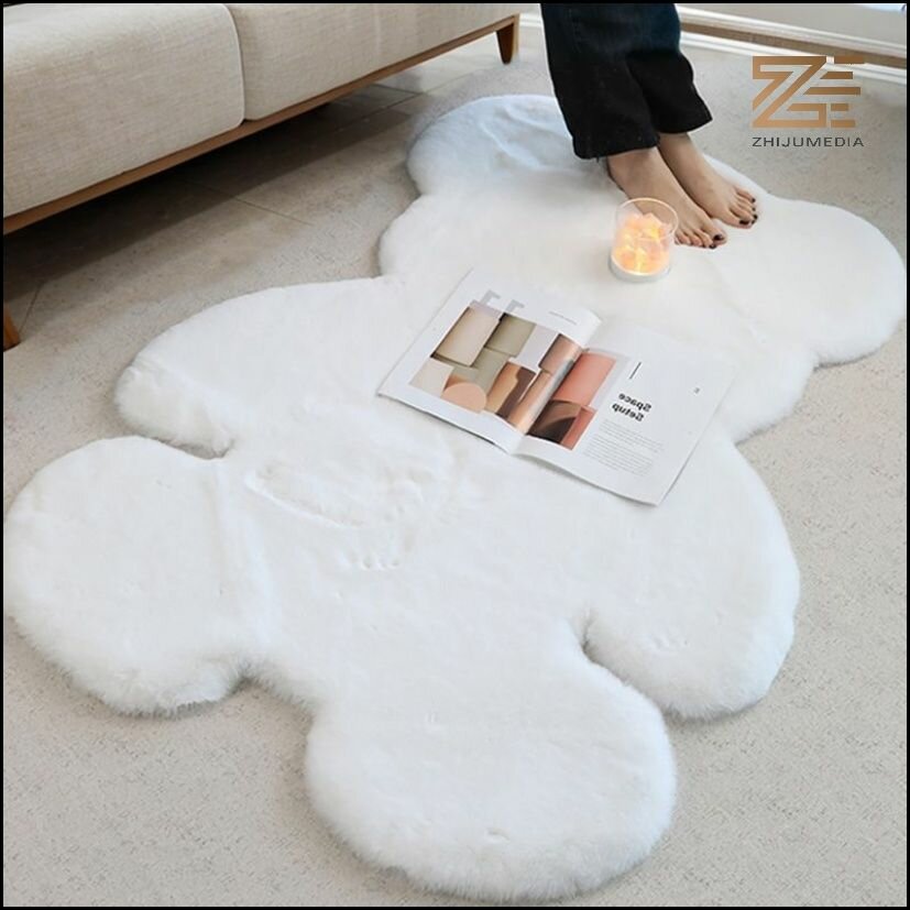 Ковер в форме медведя, мягкий материал из искусственного меха кролика, приятный на ощупь, может быть использован для украшения спальни гостиной детской комнаты 120x160CM