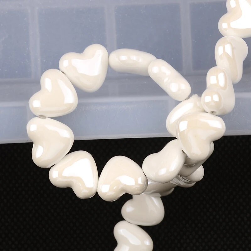 Керамические бусины сердце 15 мм Белый, 10pcs, TC175-07