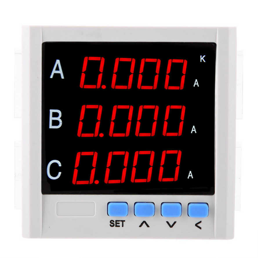 Цифровой светодиодный 3-фазный амперметр переменного тока, вольтметр, программируемый ампервольтметр, истинный среднеквадратичный измеритель SS