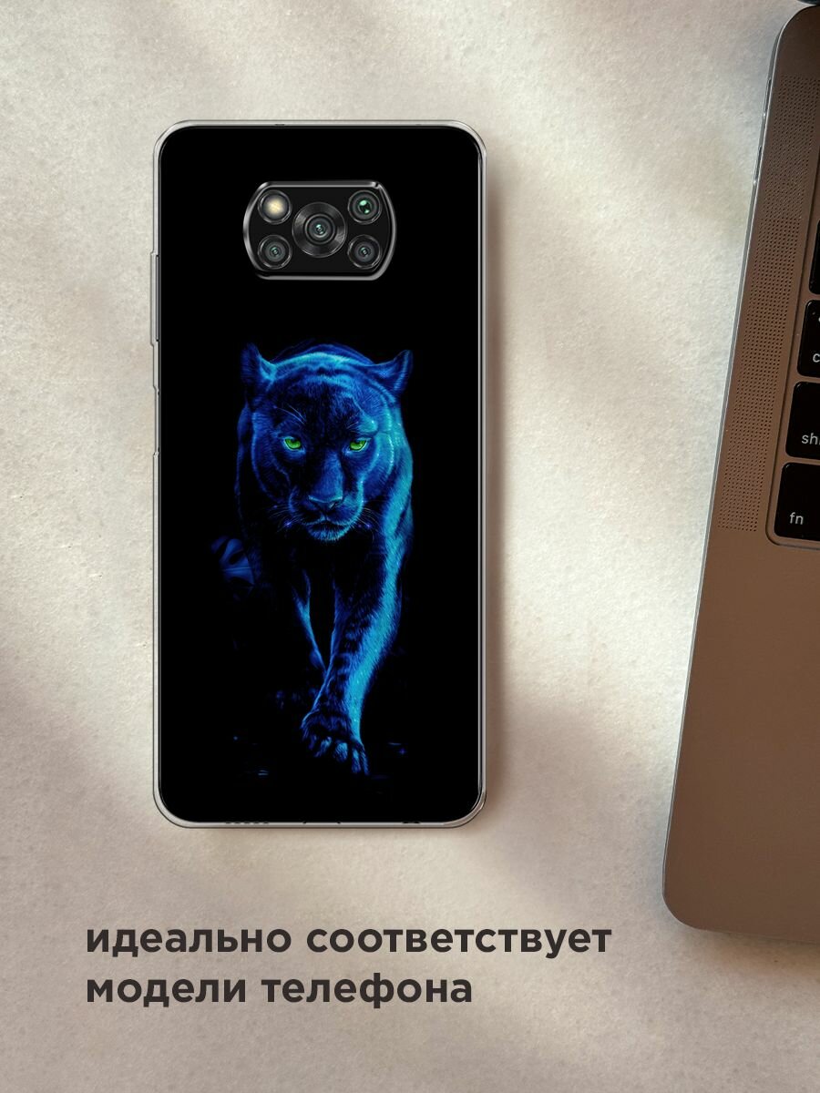 Чехол на Xiaomi Poco X3/X3 Pro / Поко X3/X3 Pro с принтом "Пантера в лунном свете" — фото 1