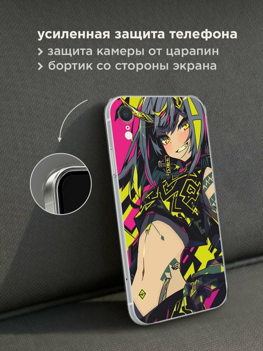 Чехол на Apple iPhone XR / Айфон XR с принтом "Девушка в кибер костюме" — фото 1