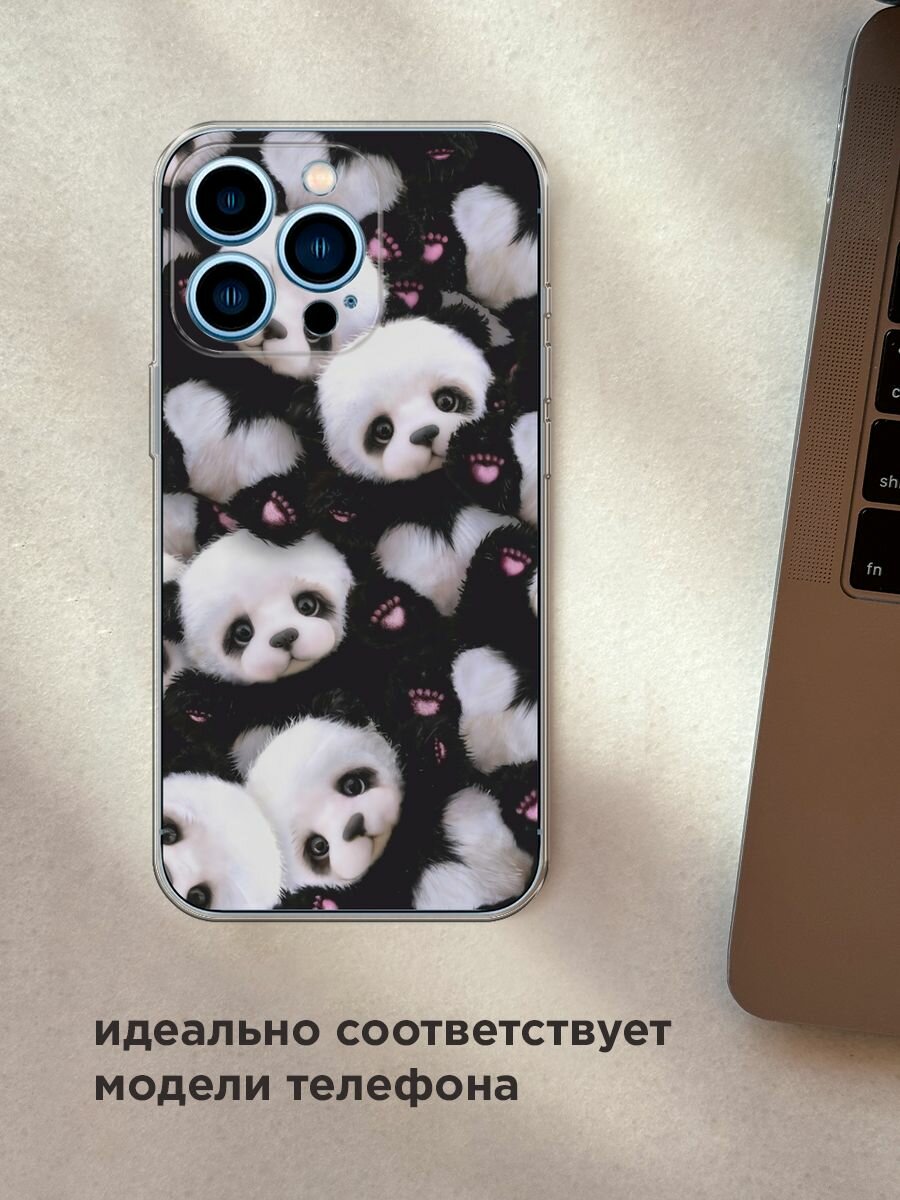 Чехол на Apple iPhone 13 Pro / Айфон 13 Про с принтом "Море панд" — фото 1