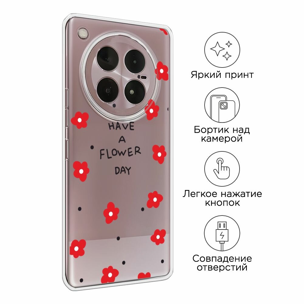 Чехол на Infinix Zero 40 4G / Инфиникс Зеро 40 4G с принтом "Have a flower day 2", прозрачный — фото 1