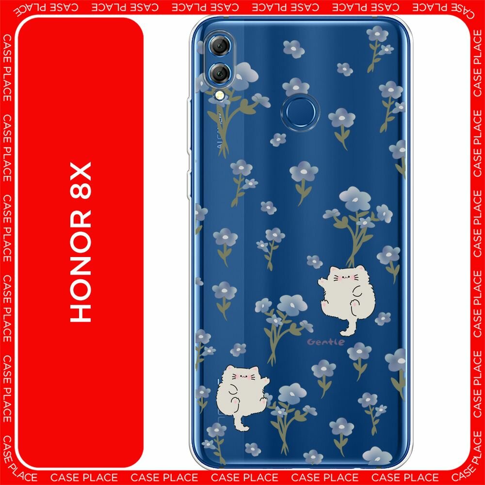 Чехол на Honor 8X / Хонор 8Х с принтом "Gentle cats", прозрачный