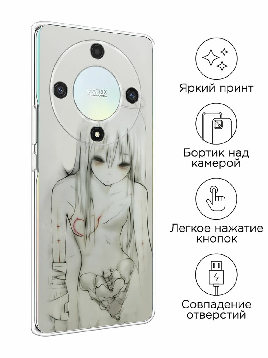 Чехол на Honor X9A / Хонор X9A с принтом "Аниме рисунок чёрно-белый" — фото 1