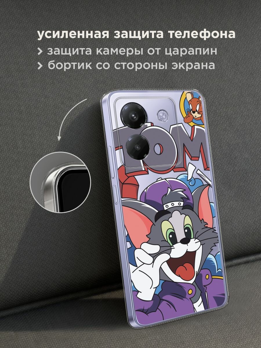 Чехол на Poco M7 Pro / Поко М7 Про с принтом "Том в кепке", прозрачный — фото 1