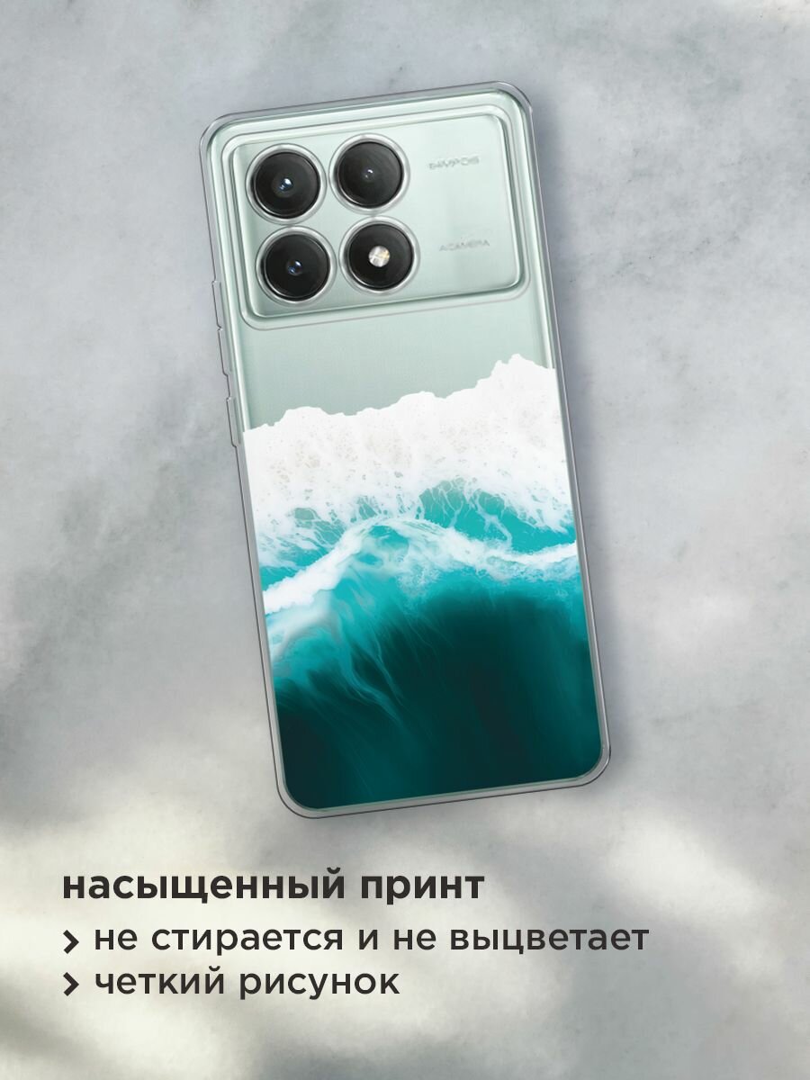 Чехол на Xiaomi Poco X6 PRO 5G / Поко X6 Про 5G с принтом "Большая волна", прозрачный — фото 1