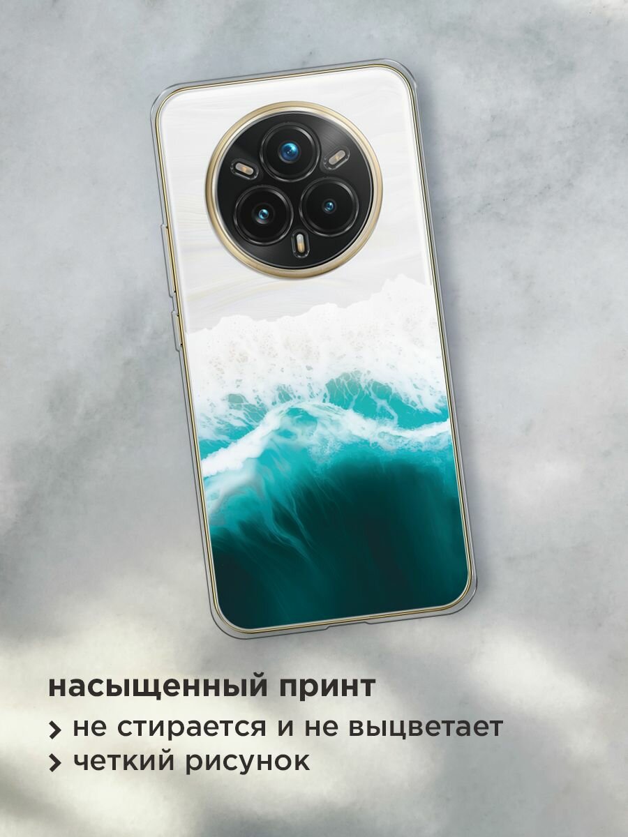 Чехол на Realme 14 Pro+ / Реалми 14 Про+ с принтом "Большая волна", прозрачный — фото 1