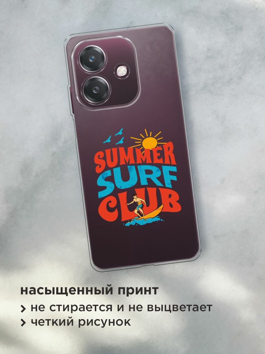 Чехол на Oppo A3/A3x / Оппо А3/A3x с принтом "Summer surf club", прозрачный — фото 1