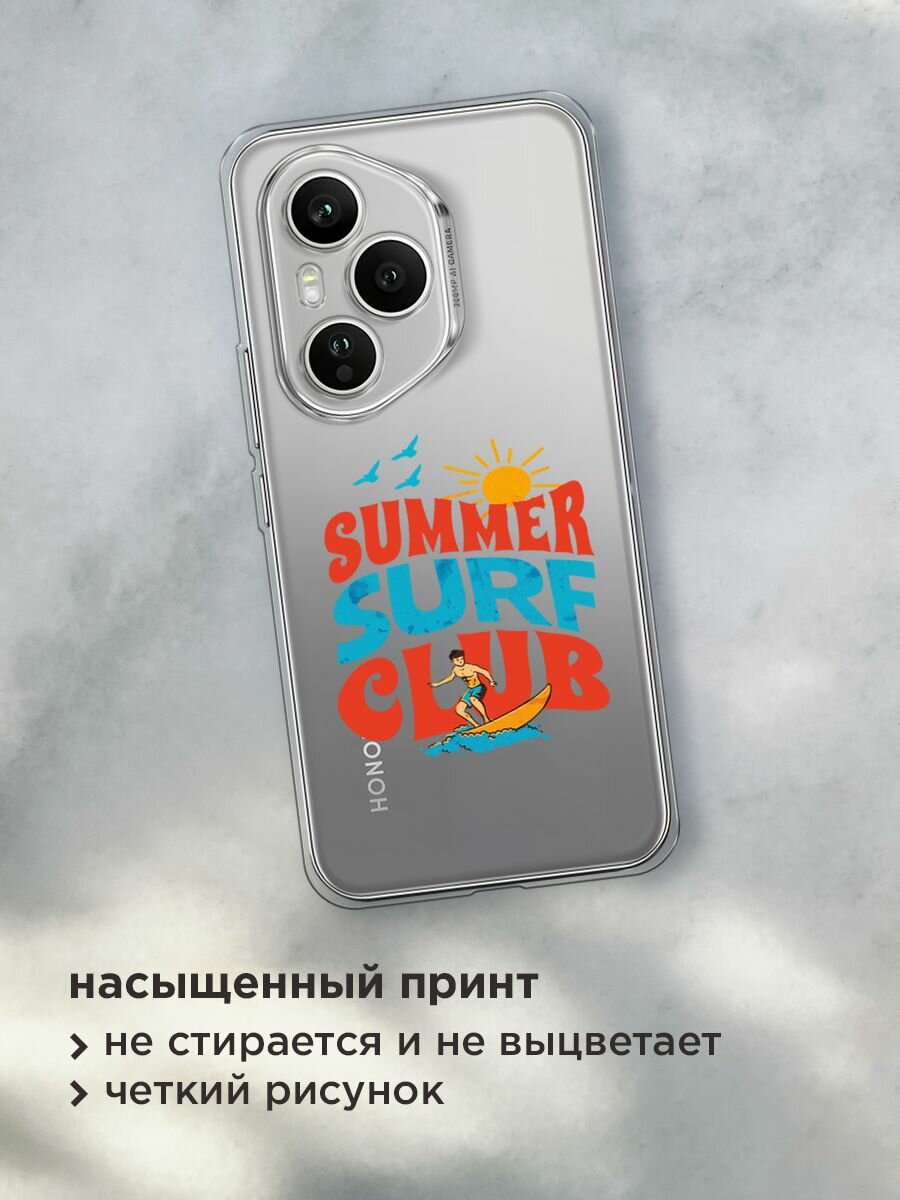 Чехол на Honor 400 Pro / Хонор 400 Про с принтом "Summer surf club", прозрачный — фото 1