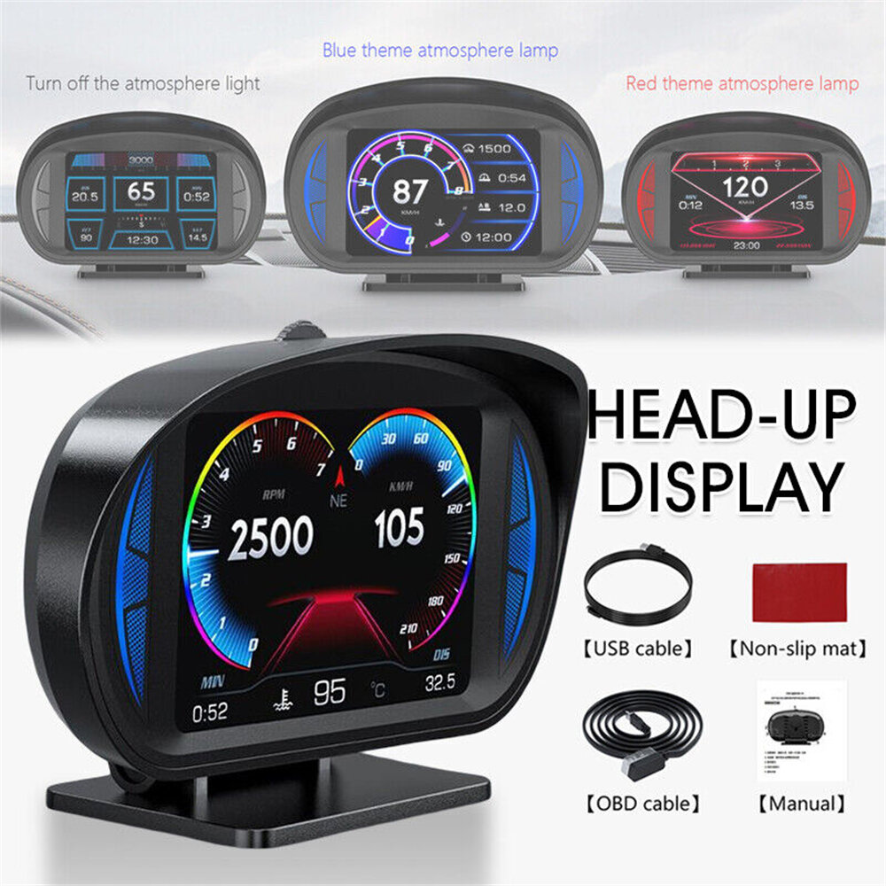Автомобильный HUD проекционный дисплей OBD LCD GPS цифровой спидометр датчик скорости температуры сигнализация